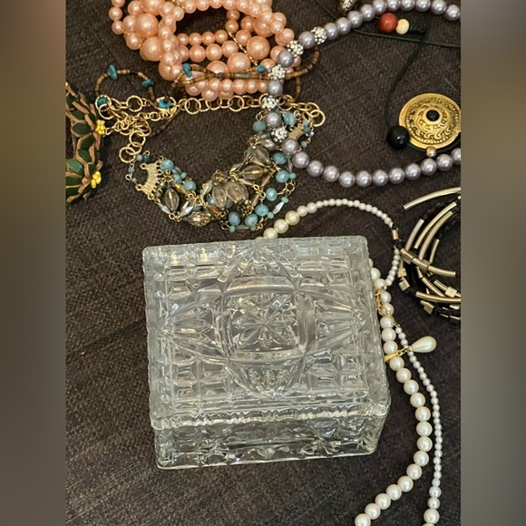 Jewelry | Cut Glass Trinket Box Full Of Trinkets | Poshmark